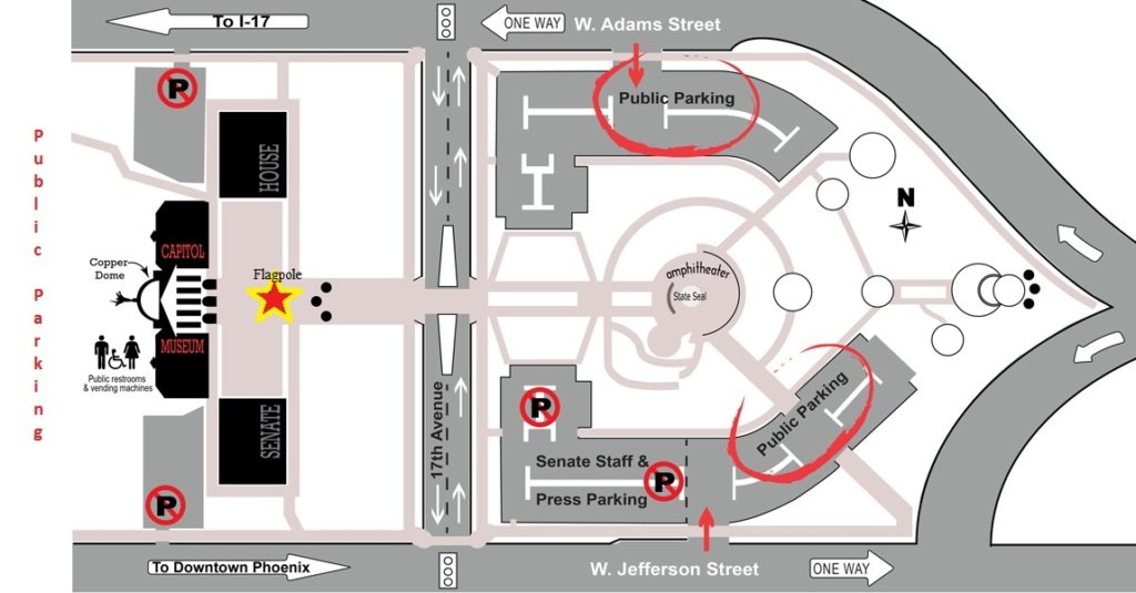 AZ State Capitol Parking map_w flagpole | Center for Arizona Policy